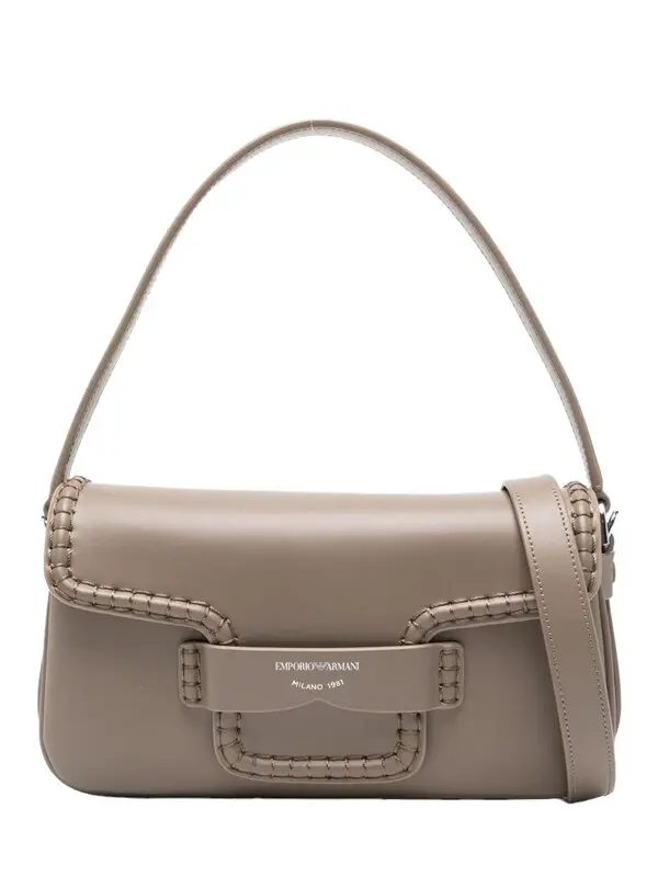 Emporio Armani Leather Shoulder Bag - Dove Grey