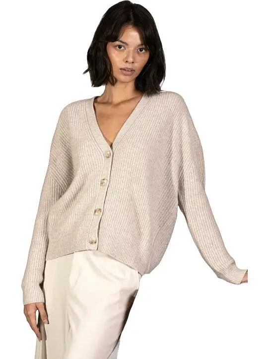 ITALIC Billie Chunky Cropped Cashmere Cardigan - Oatmeal