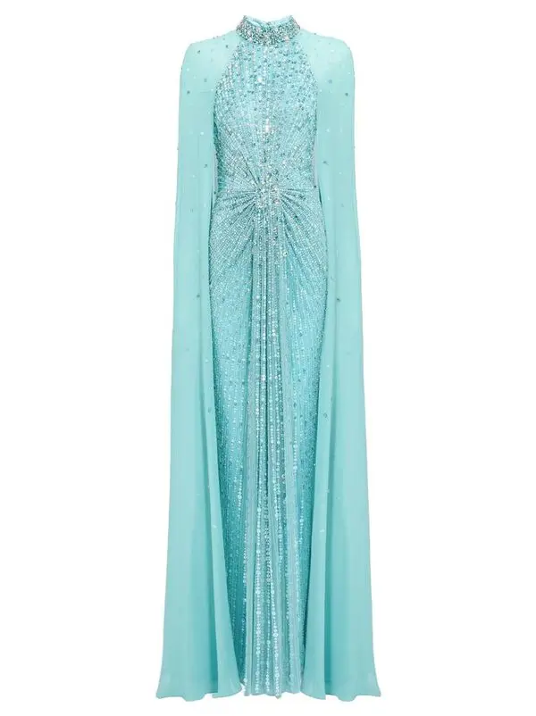 Jenny Packham Thea Embellished Maxi Dress - Light Turquoise