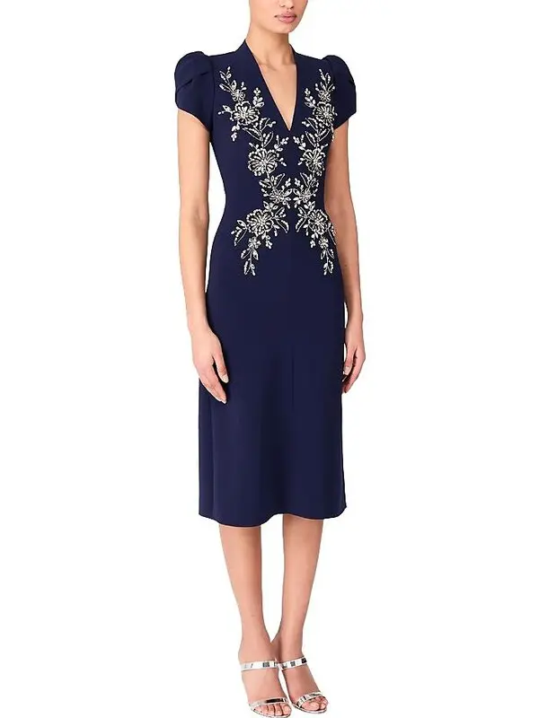Jenny Packham Freya Embroidered Midi Dress - Midnight Kiss