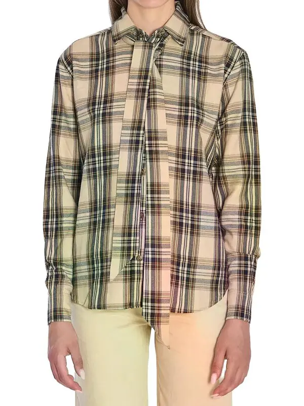 Saint Laurent Lavallière Cassandre Long-sleeve Shirt - Neutrals