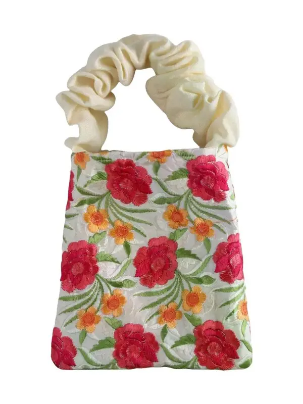 ELISE Floral-embroidered Tote Bag - White