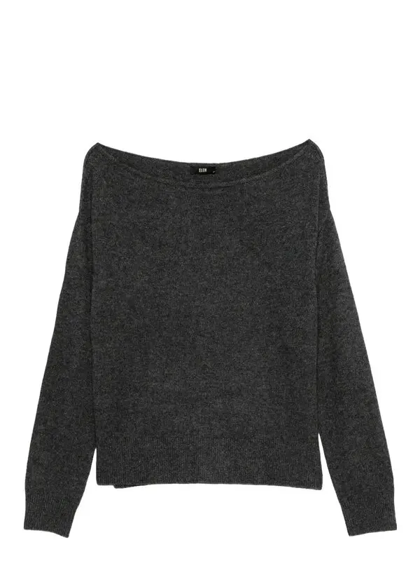 ELEH Boat-neck Cotton Sweater - Grey