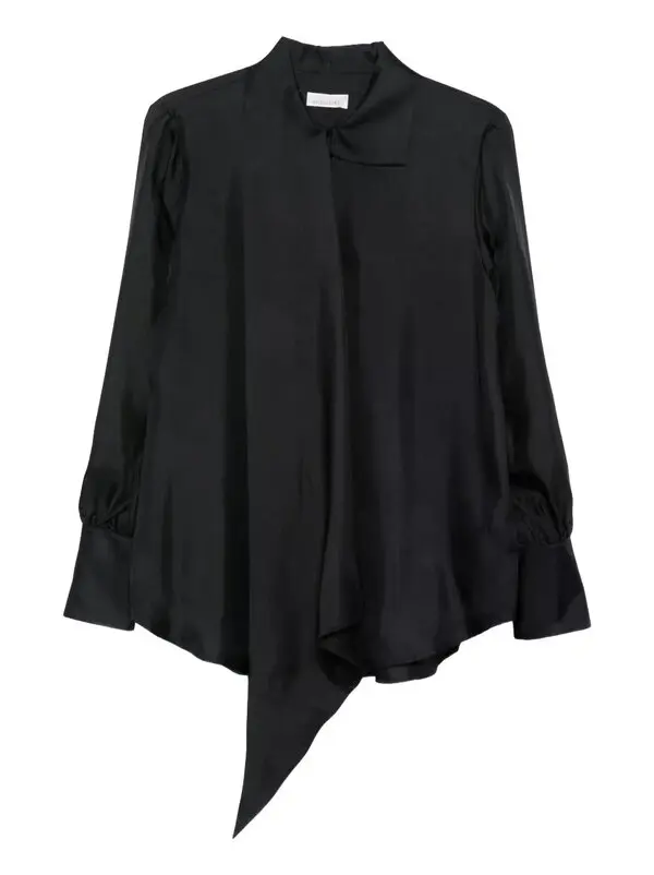 ARCHIVIO '67 Asymmetric-hem Silk Blouse - Black