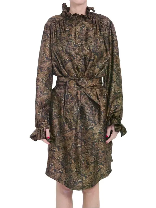 Saint Laurent Paisley-print Dress - Brown