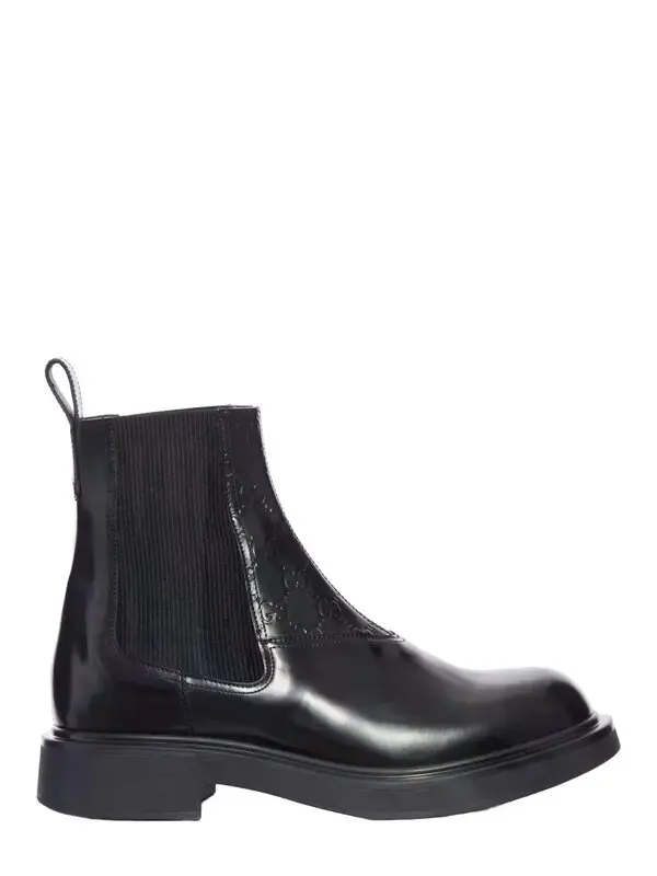 Gucci Gg-pattern Leather Ankle Boots - Black