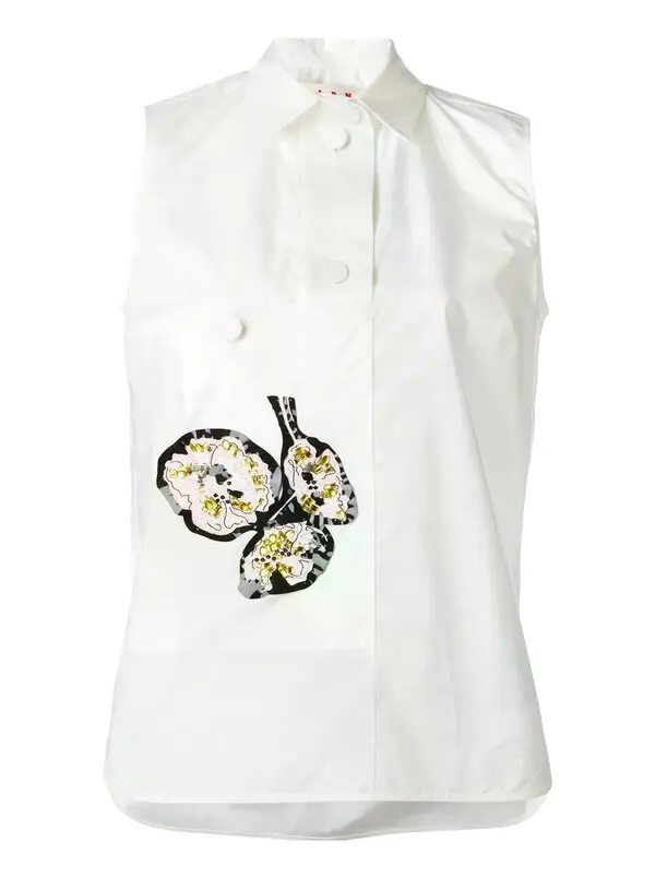 Marni Sleeveless Appliqué Shirt - White