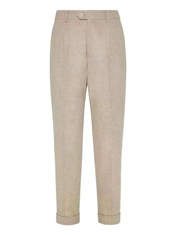 Brunello Cucinelli Pleated Cuffed Trousers - Neutrals