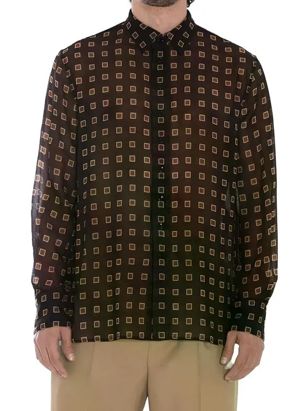 Saint Laurent Geometric-pattern Shirt - Brown