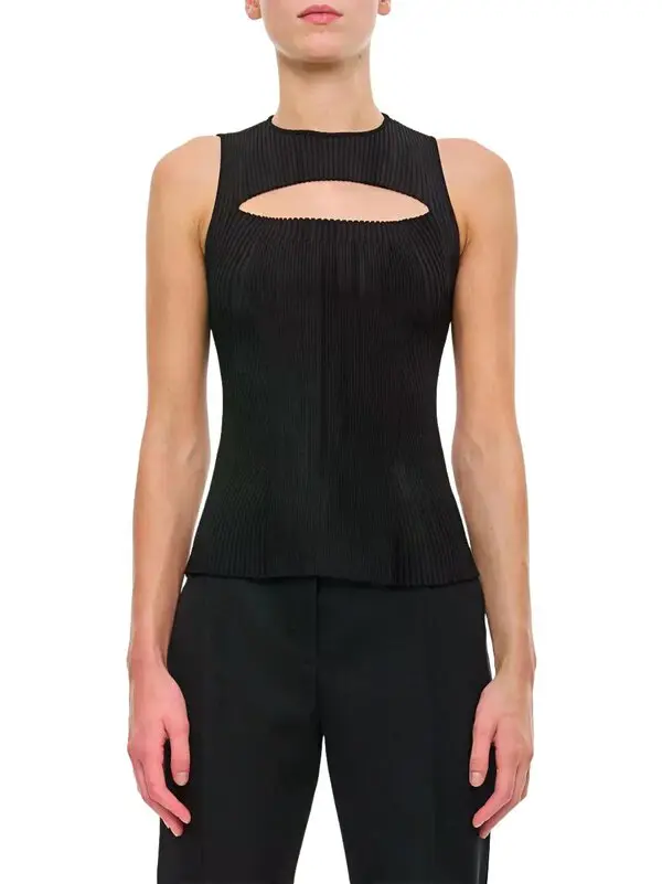 Alexander McQueen Keyhole Ribbed Top - Black