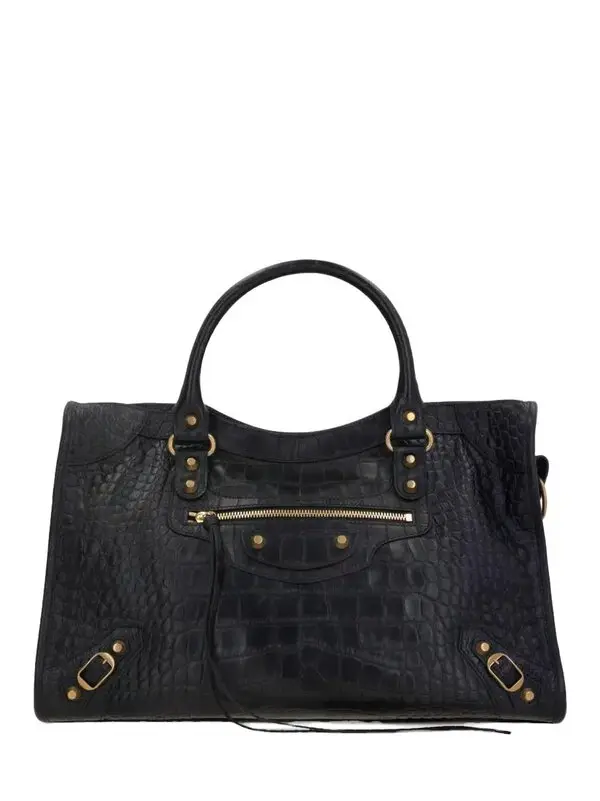Balenciaga Medium Le City Crocodile-embossed Top-handle Tote Bag - Black