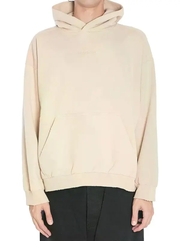 Balenciaga Embroidered-logo Fleece Hoodie - Neutrals