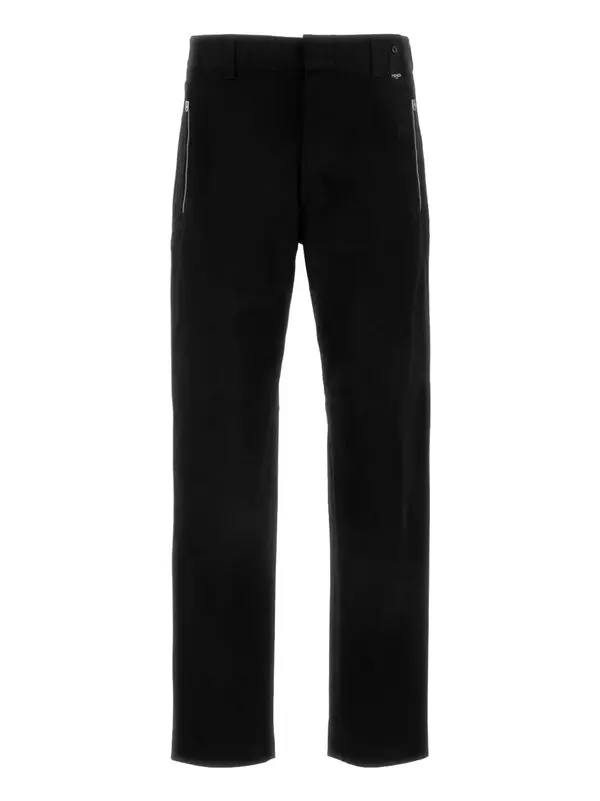 Fendi Zucca-panelled Straight-leg Trousers - Black