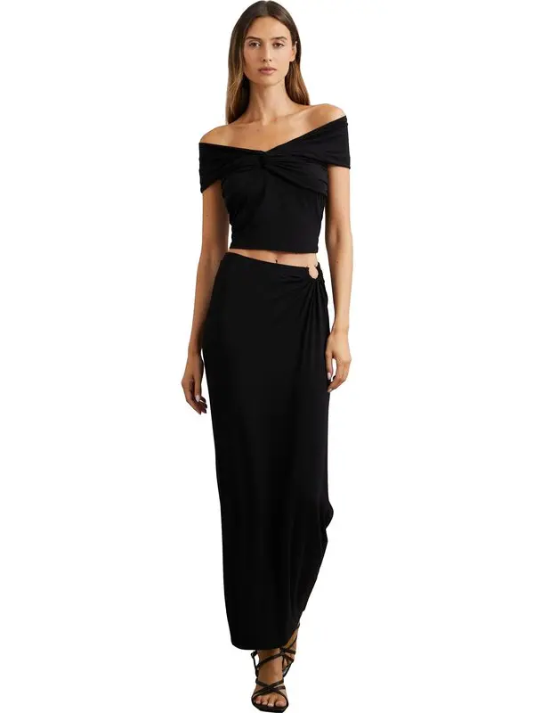 Good American Stretch Jersey Maxi Skirt - Black