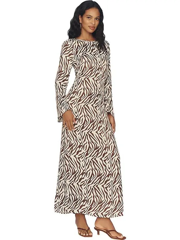 Anthropologie Long-sleeve Maxi Slip Dress - Zebra