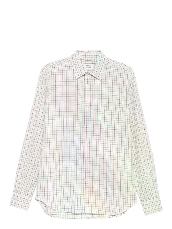 Aspesi Check-pattern Cotton-wool Shirt - White