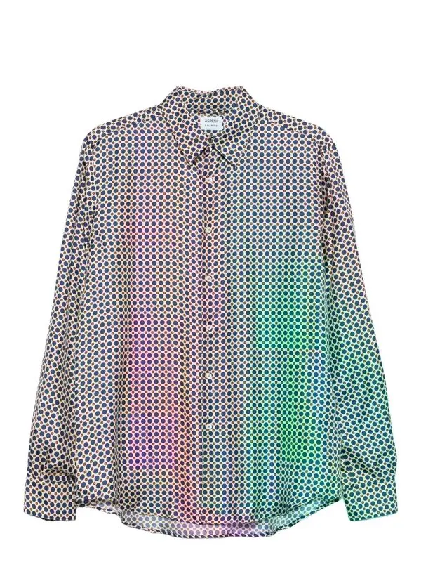Aspesi Geometric-print Silk Shirt - Blue