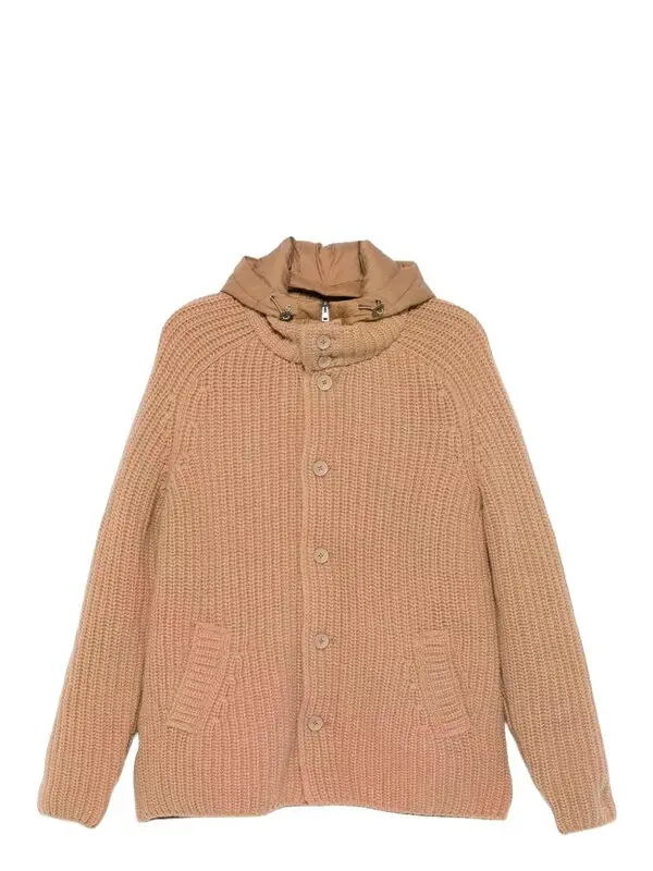 Herno Hooded Ribbed-knit Jacket - Neutrals