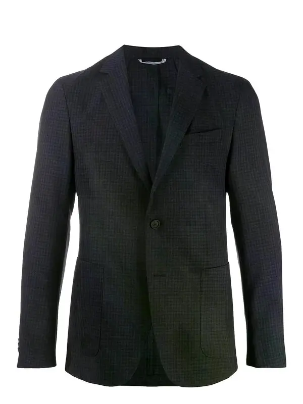 BOSS Checked Single-breasted Blazer - Blue