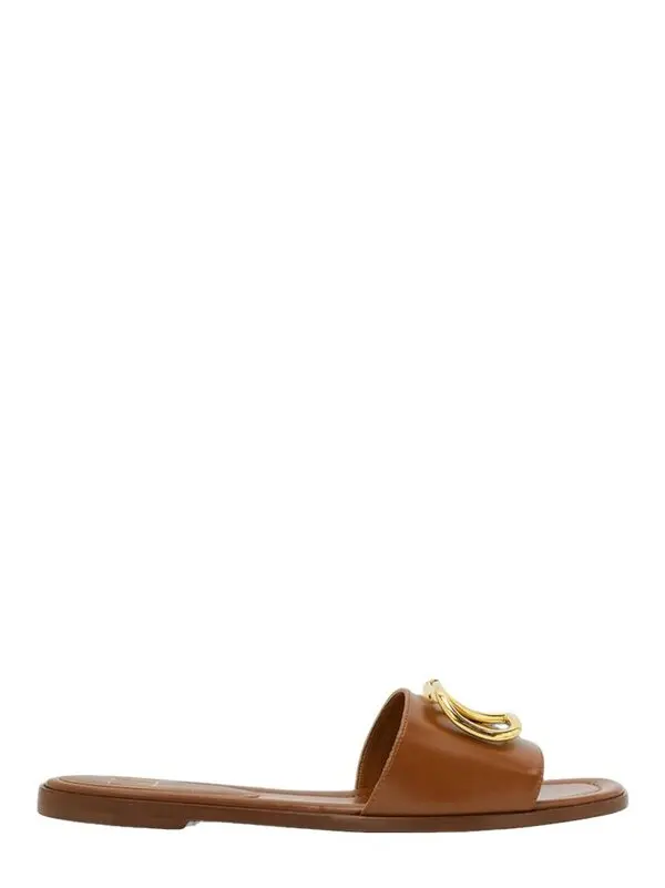 Valentino Garavani V Logo Signature Slippers - Brown