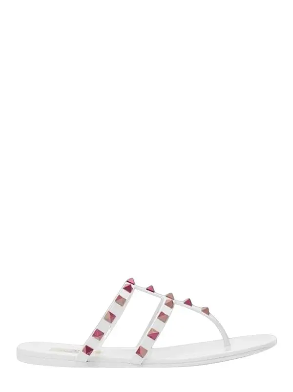 Valentino Garavani Rockstud Thong Slide Sandals - White