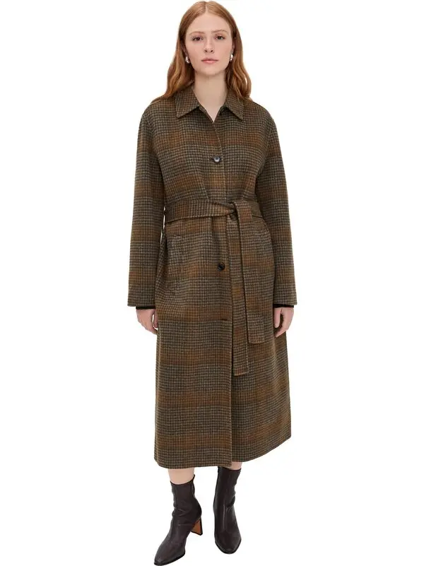 Theory Plaid Wool-cashmere Coat - Brass Multi