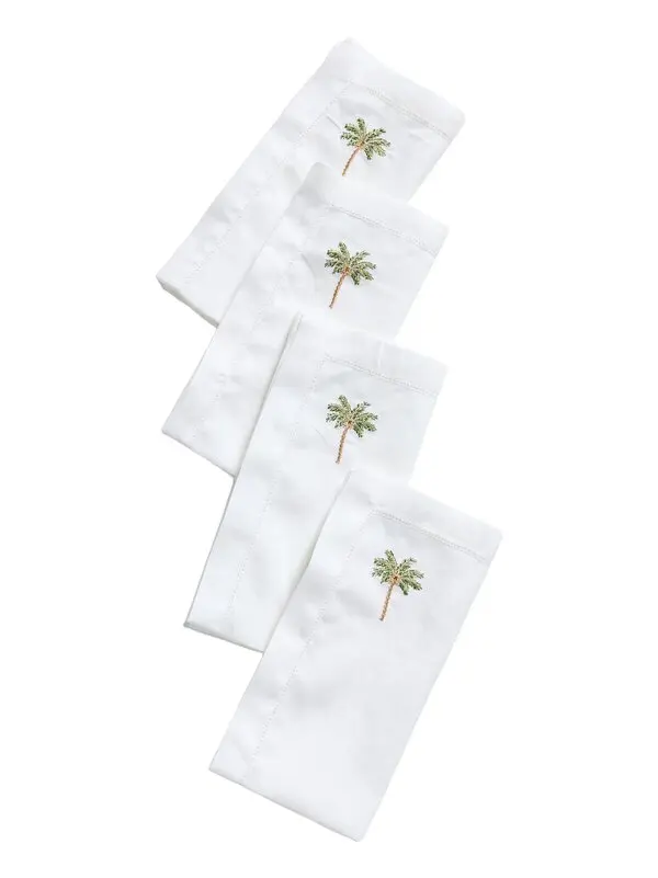 KIM SEYBERT Palm Tree Napkins Set Of 4 - White/multi