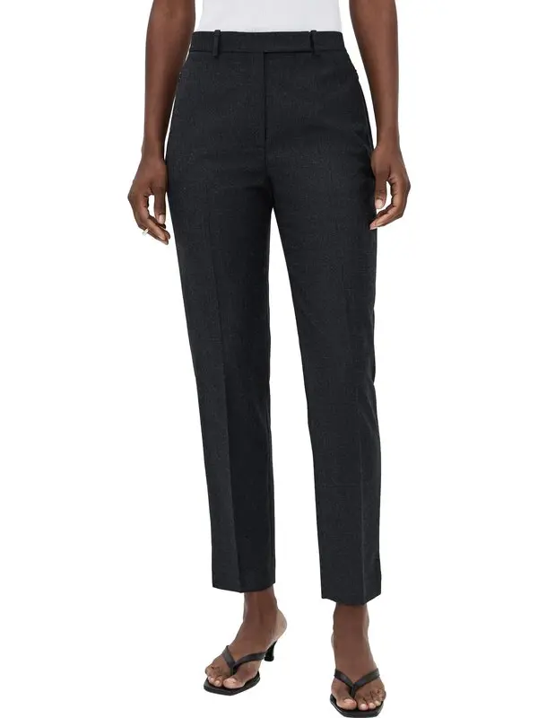 Theory Tapered High-waist Trousers - New Charcoal Melange