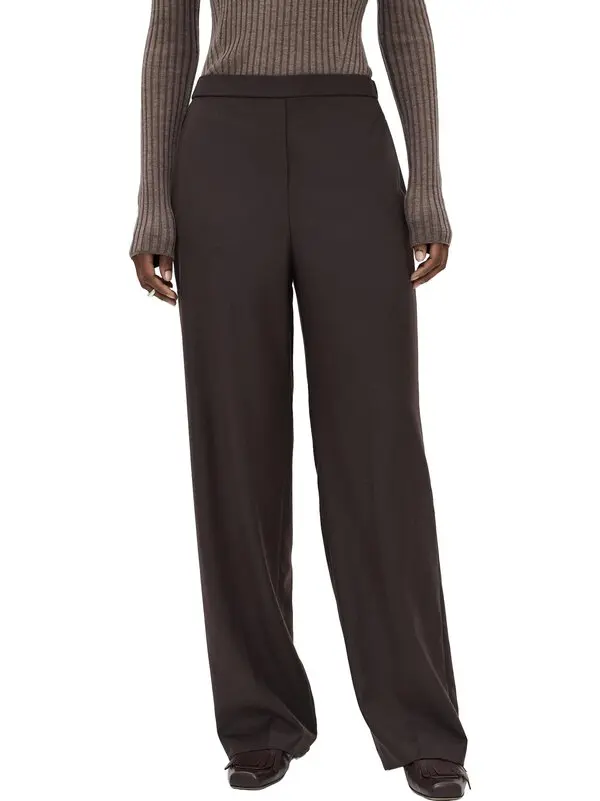 Theory Wide Leg Pull-on Trousers - Cacao