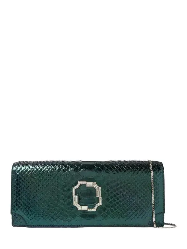 MALONE SOULIERS Viven Crocodile-embossed Clutch - Green