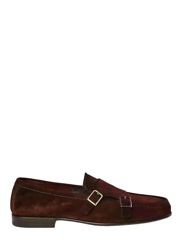 Santoni Double-buckle Suede Loafers - Brown