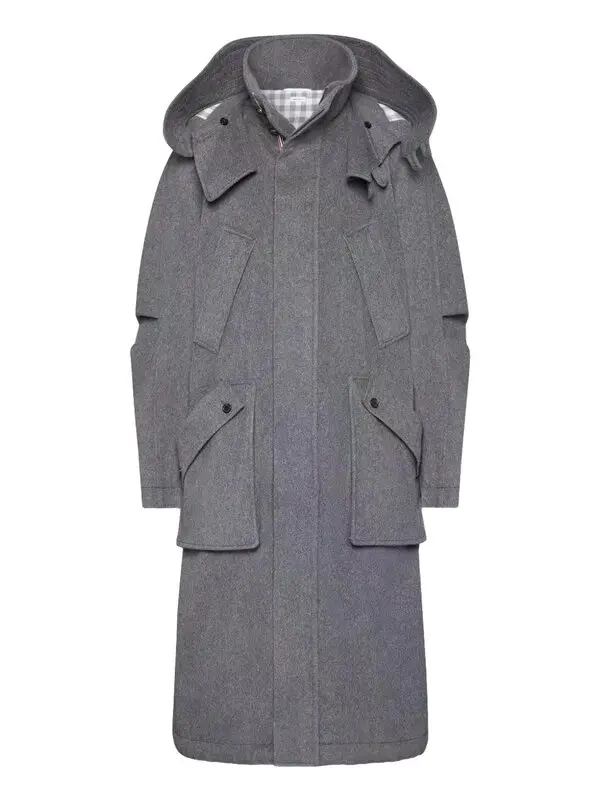 Thom Browne Cashmere Waterproof Hooded Parka - Grey