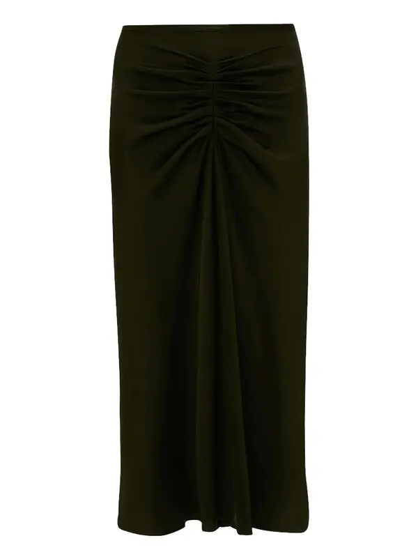 Victoria Beckham Gathered Waist Midi Skirt - Green