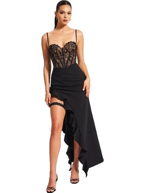 MISS CIRCLE Junia Lace Corset Maxi Gown - Black/ Pink/ White