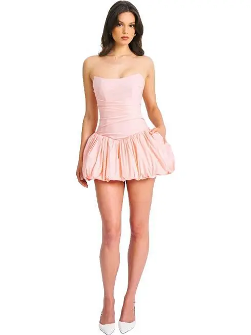 MISS CIRCLE Oletta Corset Strapless Bubble Hem Mini Dress - Pink