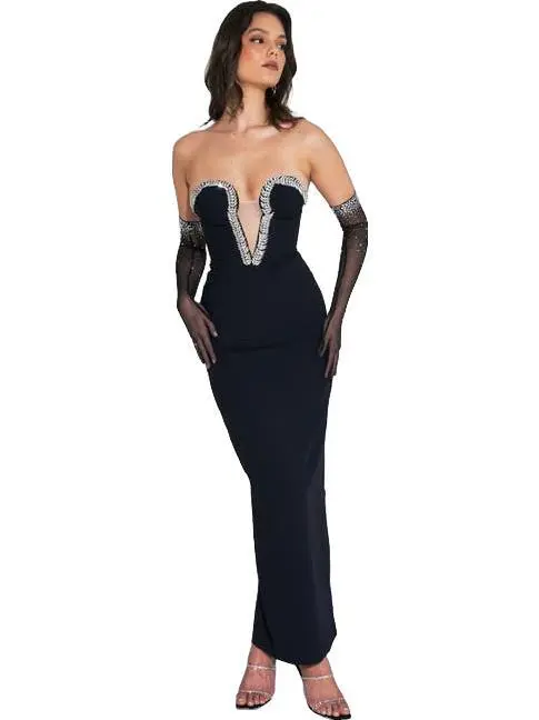 MISS CIRCLE Crystal-embellished Corset Maxi Dress - Black