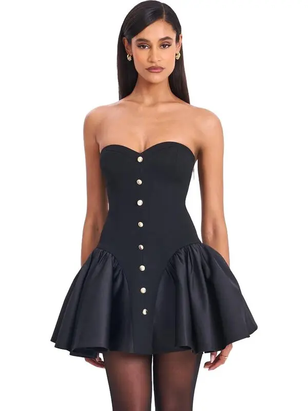 MISS CIRCLE Kaden Drop Waist Mini Dress - Black
