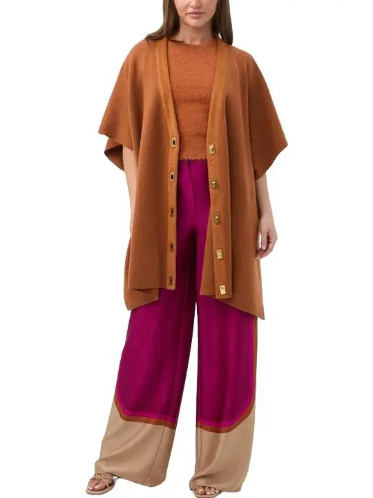 Trina Turk Oversized Knit Poncho - Amber