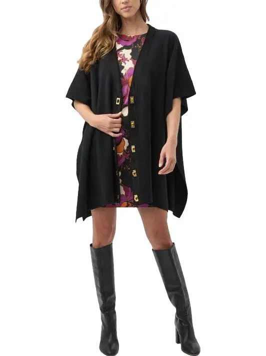 Trina Turk Oversized Knit Poncho - Black