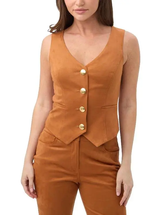 Trina Turk Kofi Faux Suede Vest - Amber