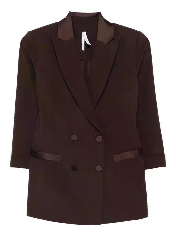 Imperial Satin-trimmed Double-breasted Blazer - Brown