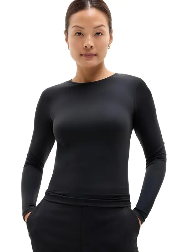 Athleta Crew Neck Long Sleeve Top - Black