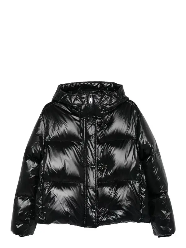 FAY Quilted High-neck Coat - Black
