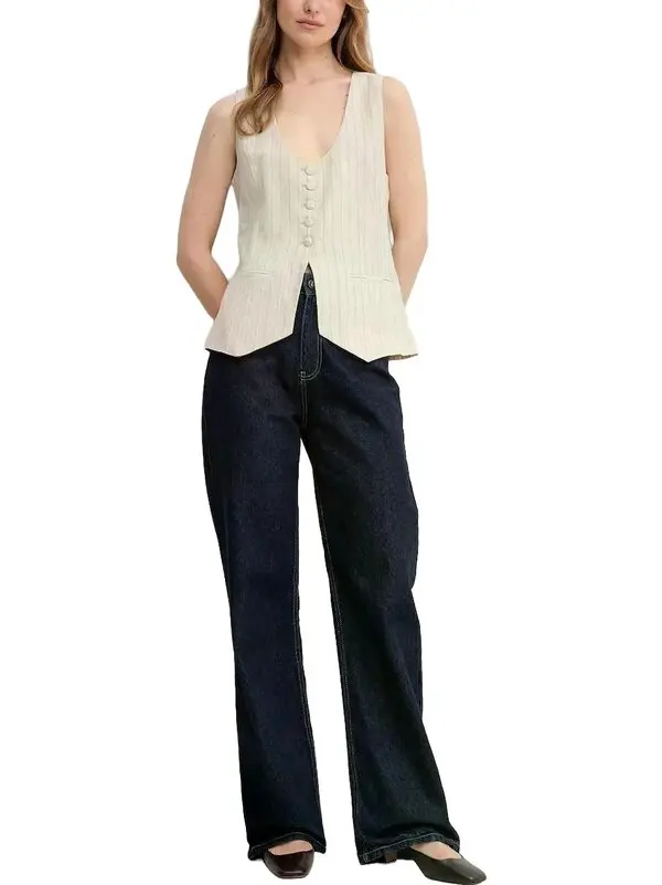 HOSS INTROPIA Pinstripe Button Top - Neutrals
