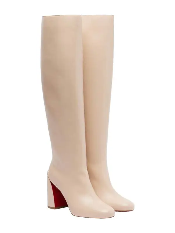 CHRISTIAN LOUBOUTIN Leather Knee-high Boots - White