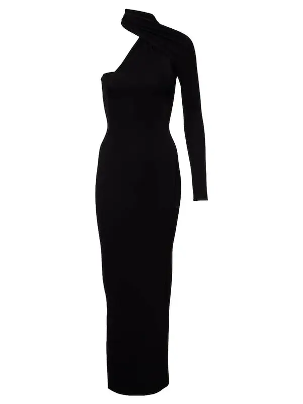 COURREGES One-shoulder Crêpe Maxi Dress - Black