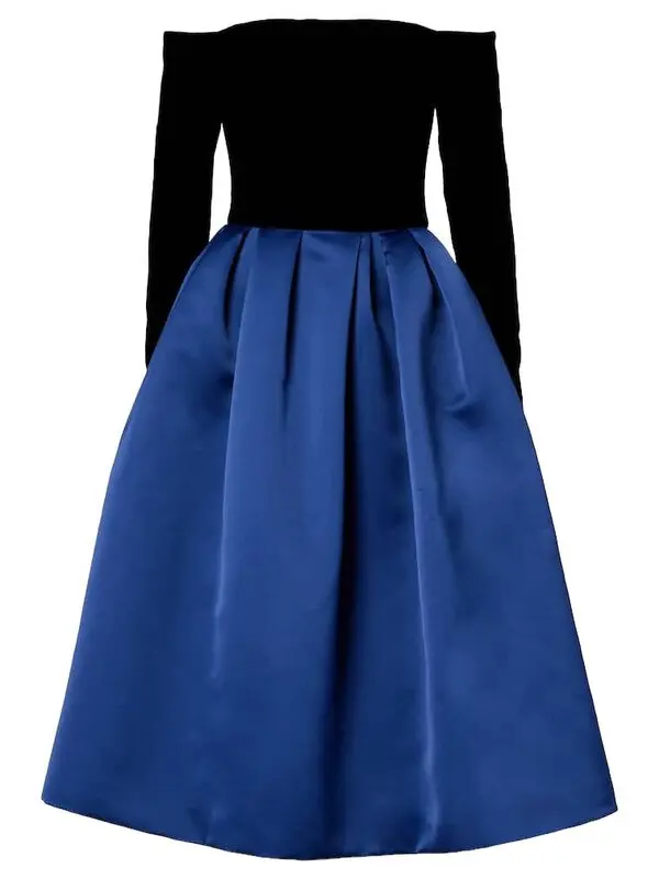 Carolina Herrera Off-shoulder Crêpe And Satin Cocktail Dress - Blue