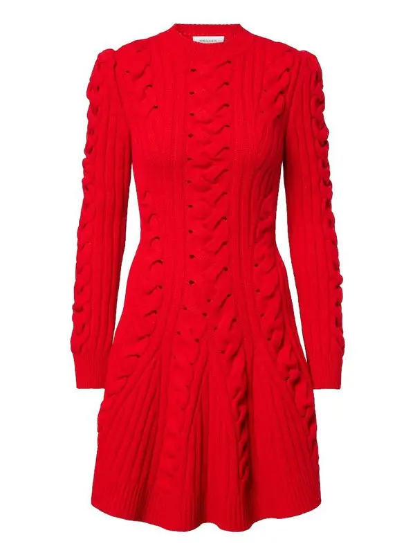 Alexander McQueen Cable-knit Wool And Cashmere Minidress - Red