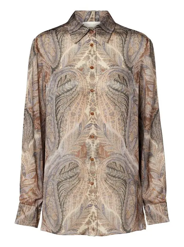 Zimmermann Hypnotic Paisley Silk Satin Shirt - Multicoloured