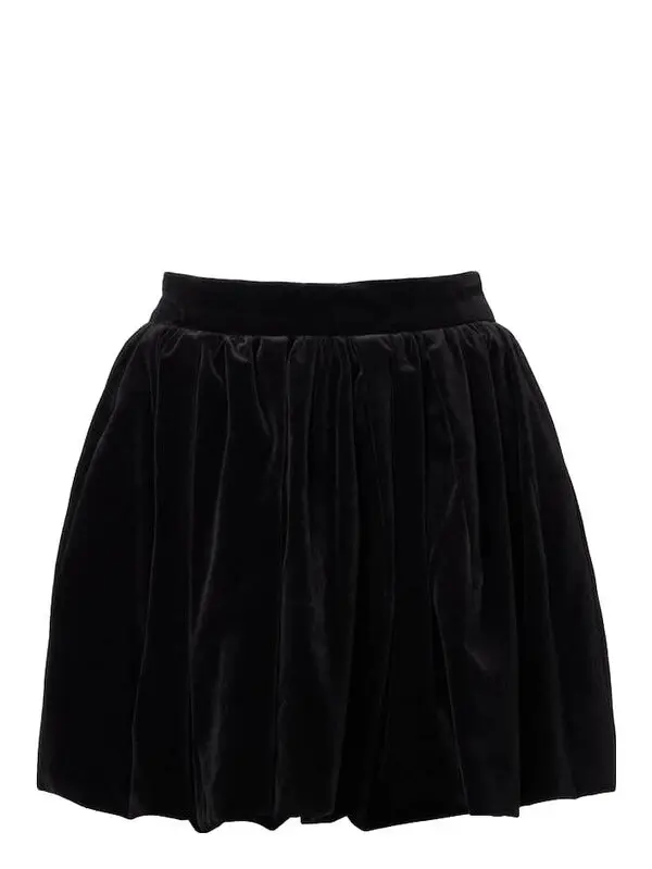 Patou Cotton Velvet Miniskirt - Black